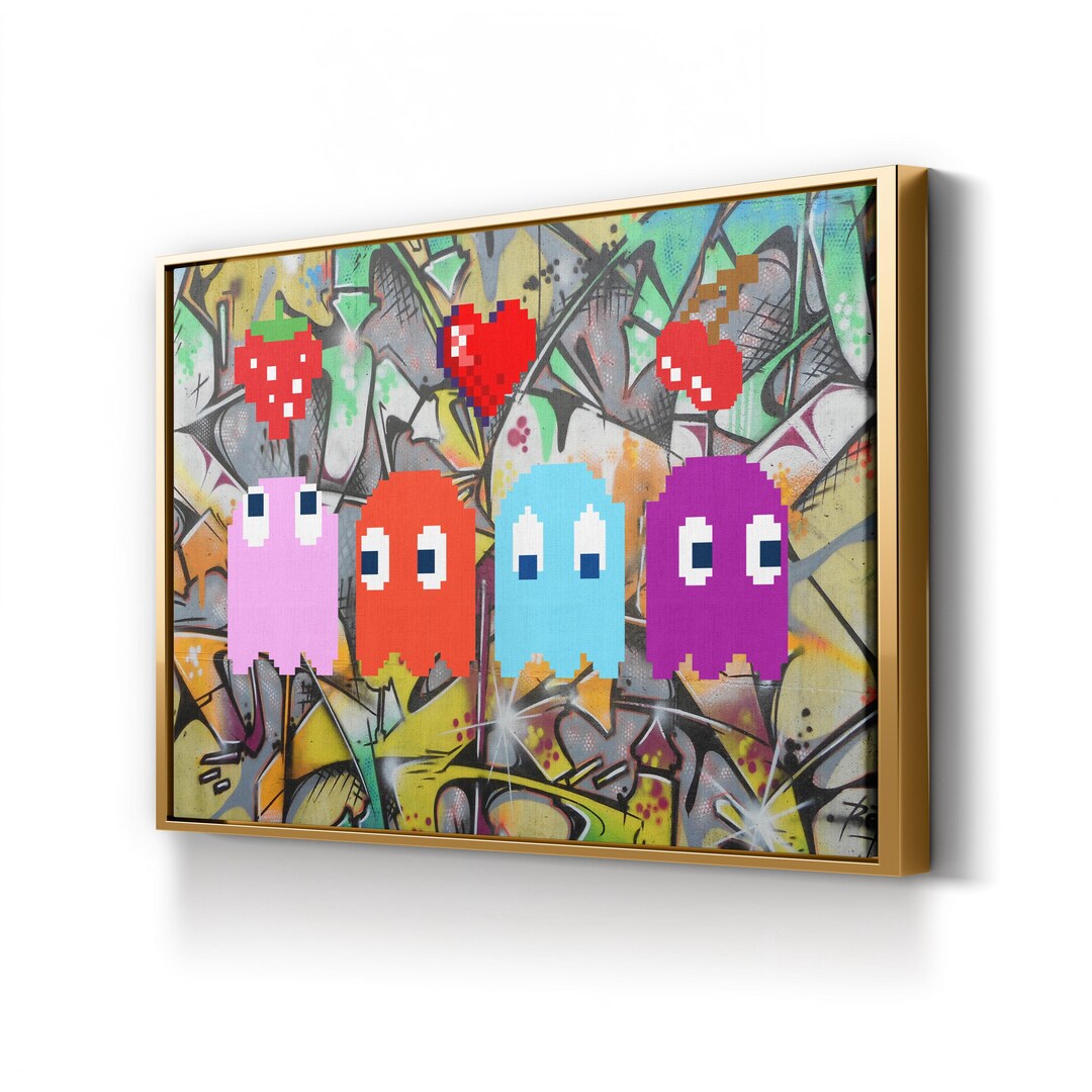 Pacman Graffiti Canvas Print: Retro Gaming Pixel Art - Etsy