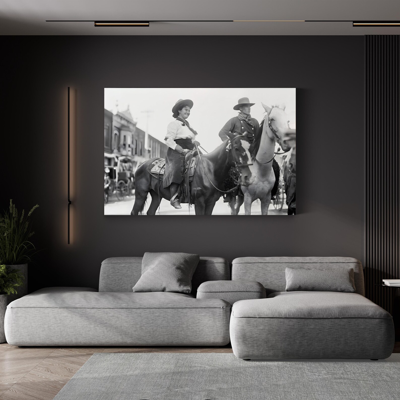 Vintage Cowboy and Cowgirl on Horseback Print From 1908 | Historical ...