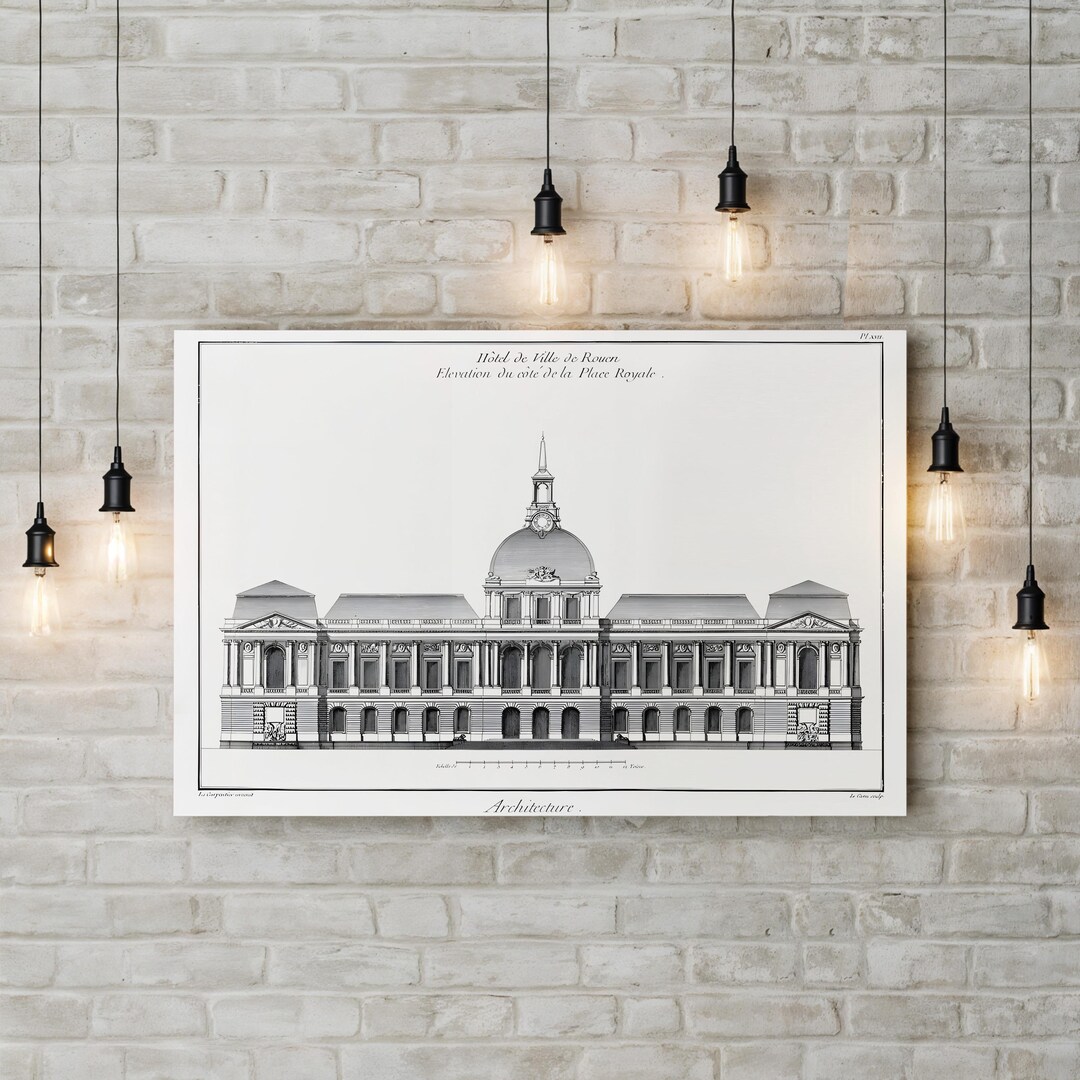 Historic Architectural Elevation Drawing - Vintage Building Design Art ...
