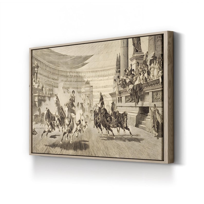Roman Empire Chariot Race Artwork - Vintage 19th Century Illustration ...