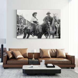Vintage Cowboy and Cowgirl on Horseback Print From 1908 | Historical ...