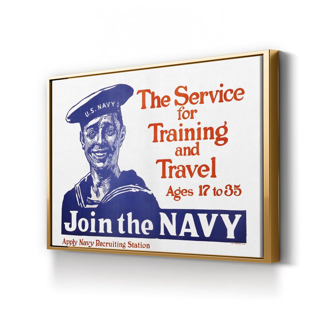 Vintage US Navy WWII Recruiting Poster: Smiling Sailor Canvas Art - Etsy
