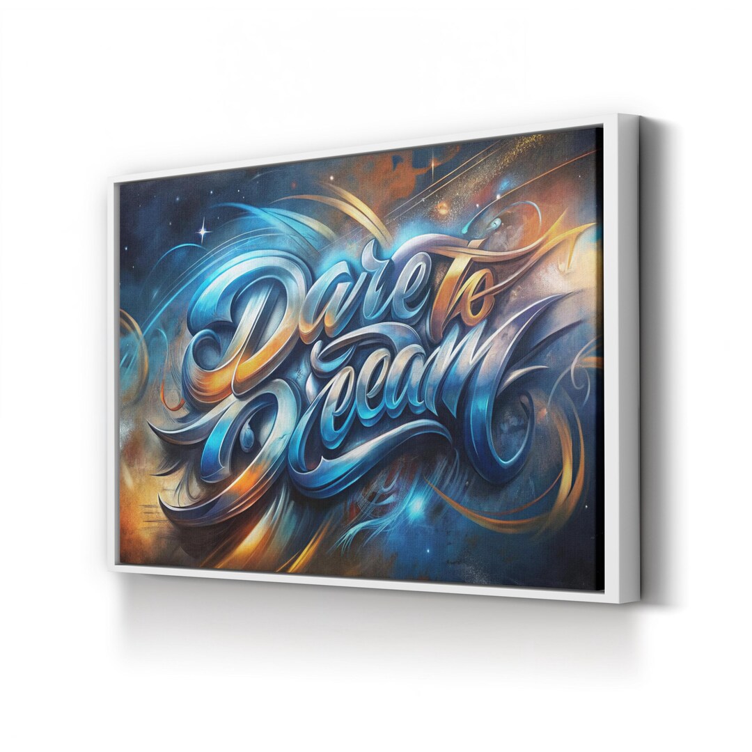 DARE TO DREAM Calligraphy Canvas Wall Art Inspirational Typography ...