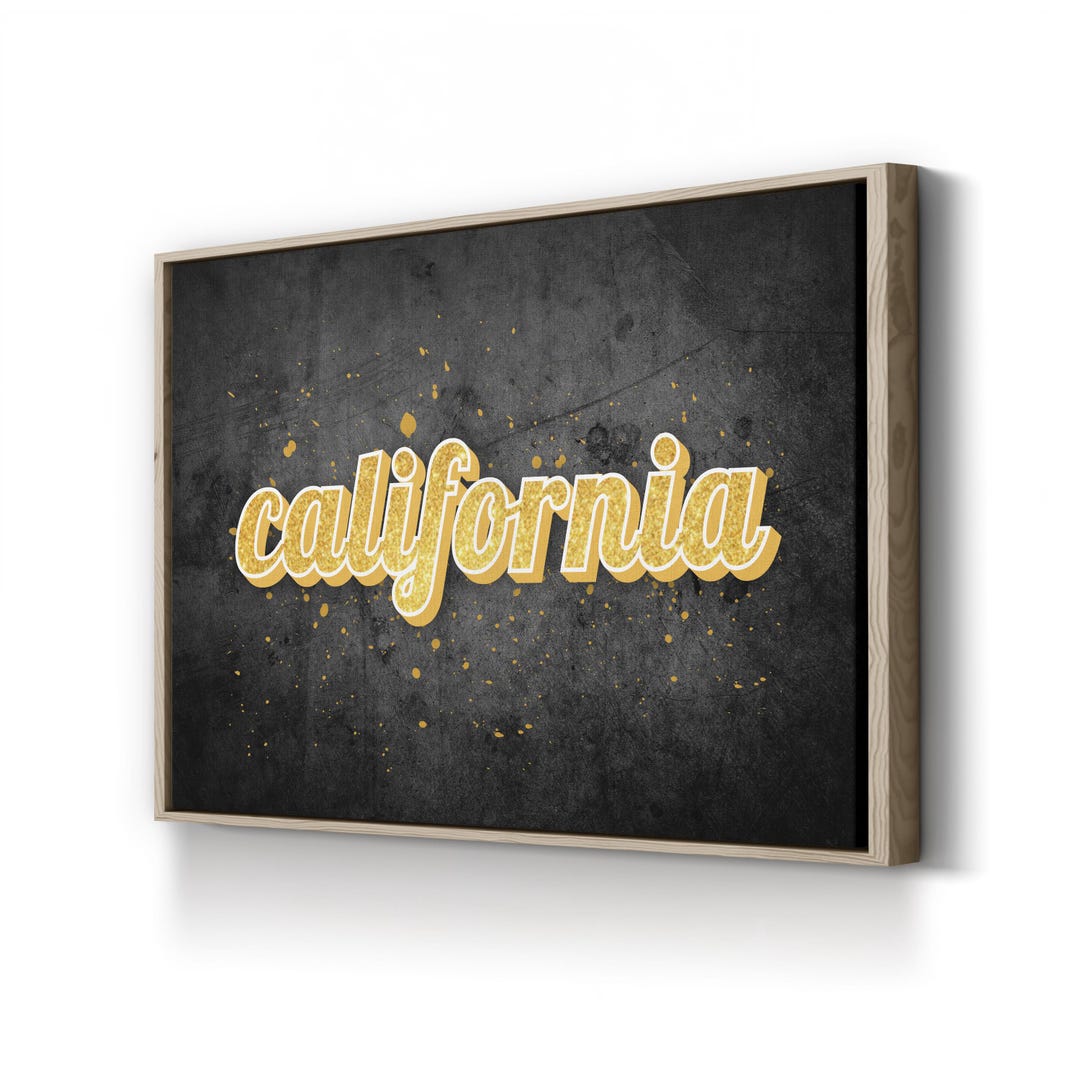 California Gold Calligraphy Canvas Print: Elegant Modern Wall Art - Etsy