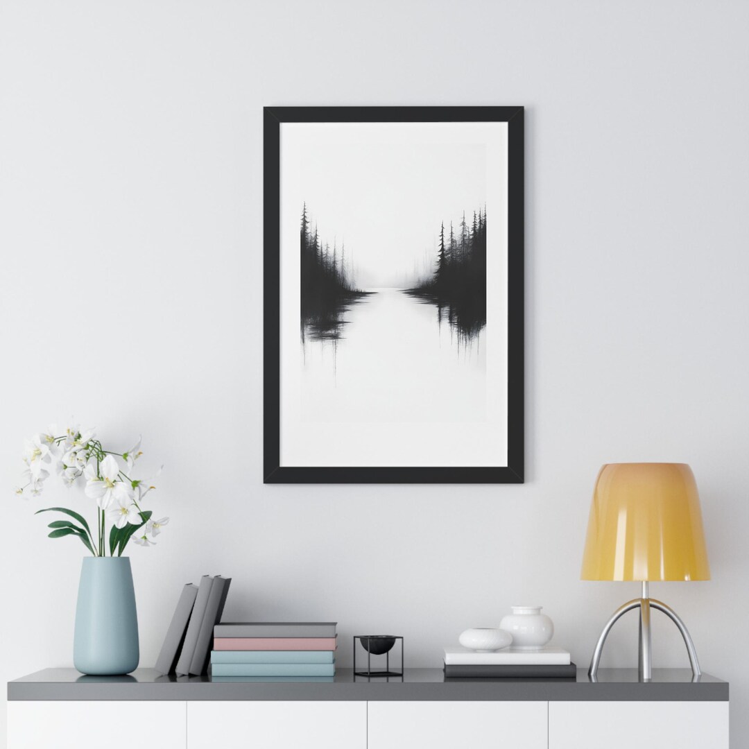 Minimalist Black and White Landscape Poster: Modern Nature Art (20X30 ...