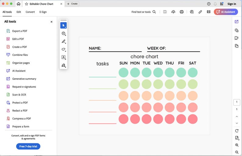 Editable Chore Chart | Customizable Printable Family Organizer | Home ...