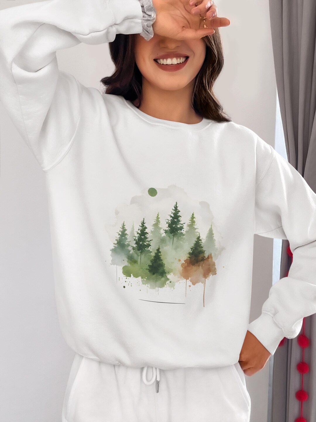 Forest Wallpaper Crewneck Gift for Nature Lover for Christmas Sweater ...