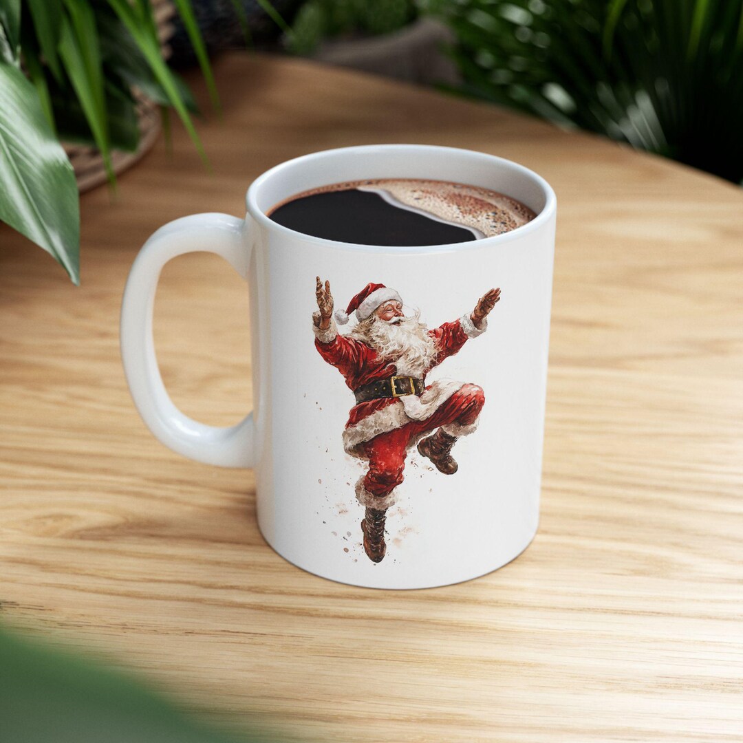 Santa Clause Christmas Mug, Watercolor Holiday Coffee Cup, Festive Xmas ...