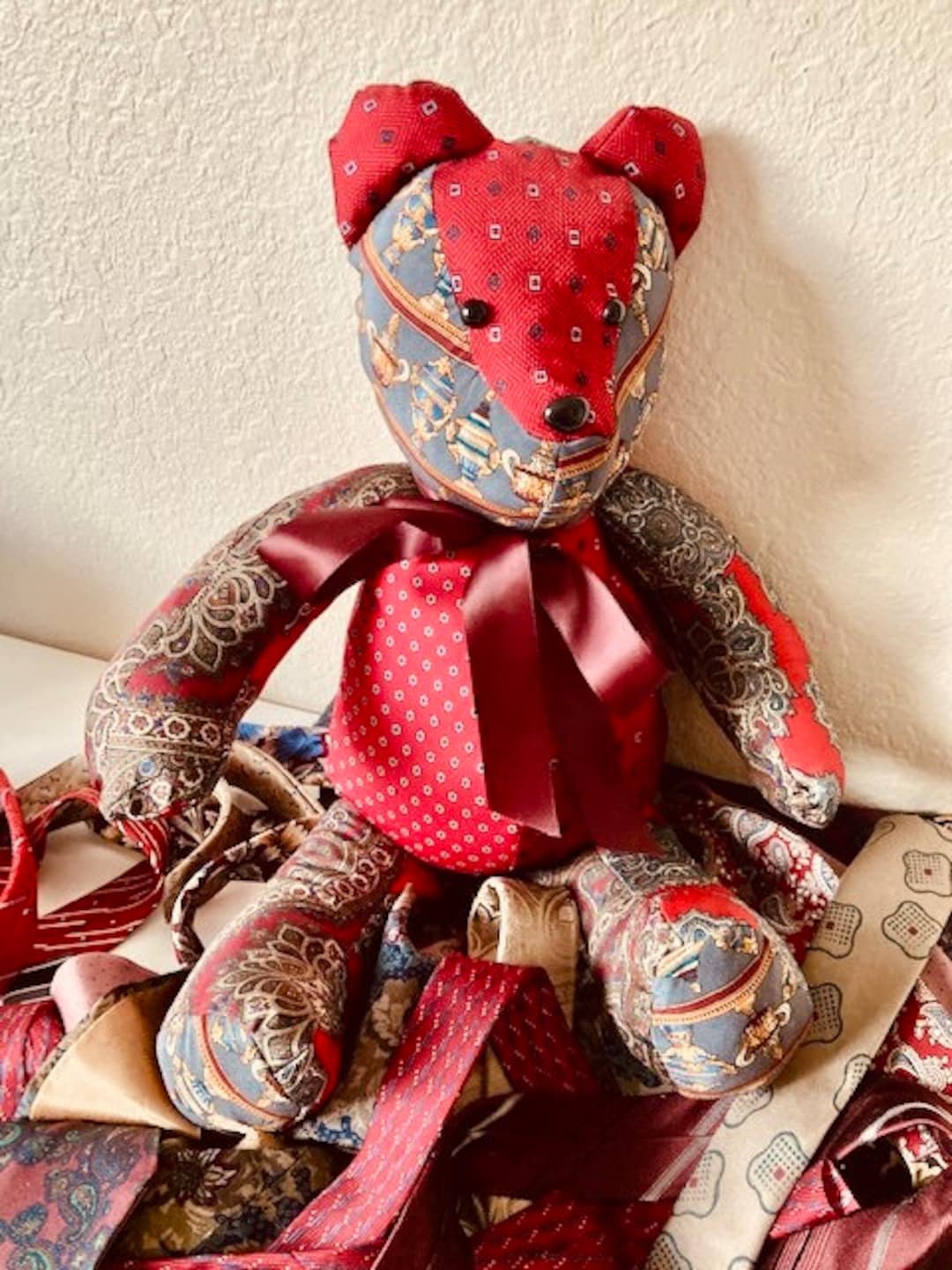 MEMORY BEAR From Neckties Great Use for Dads Ties Keepsake, Comfort Bear, Heirloom Bear Made ...
