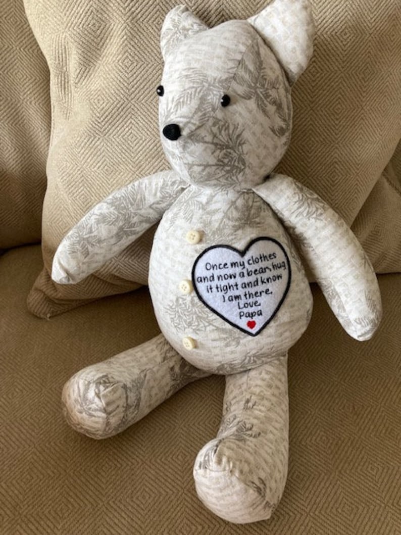 Handmade Personalized Memory Bear Keepsake From Loved One's Clothing ...