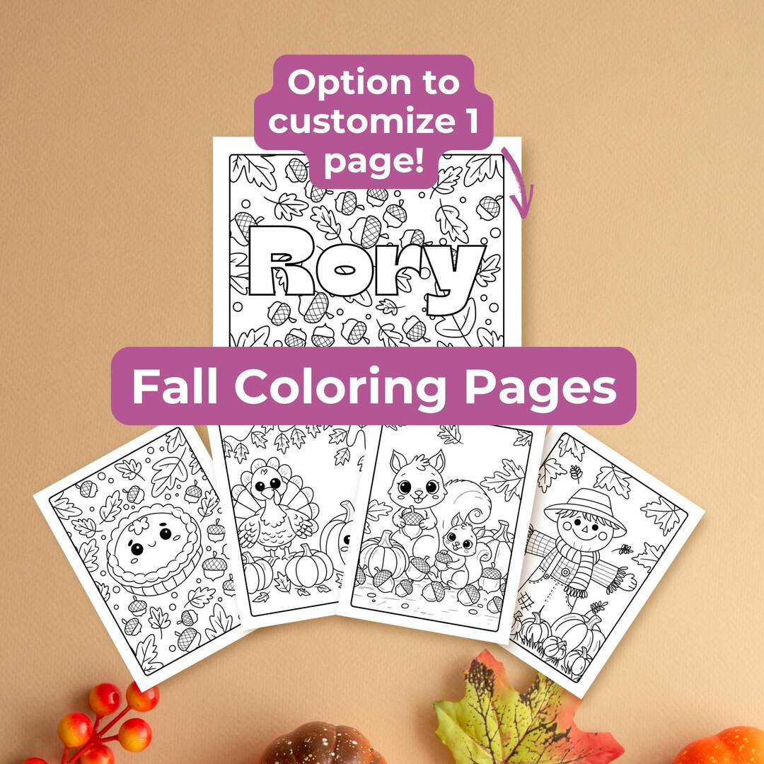 Customizable Fall Thanksgiving Coloring Pages, Hand-drawn Autumn ...