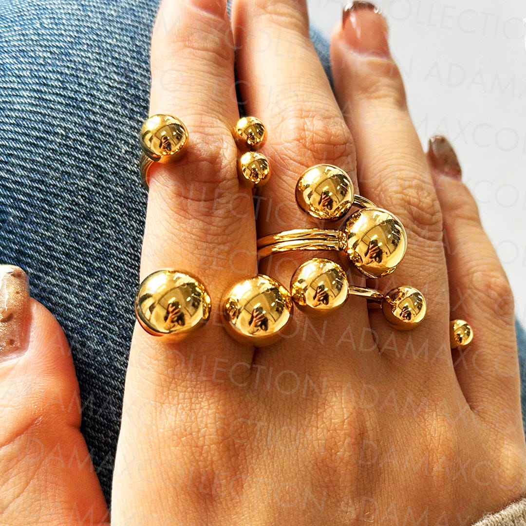 Innate Glow Spherical Ring Set 18k Gold Titanium Adjustable Rings ...