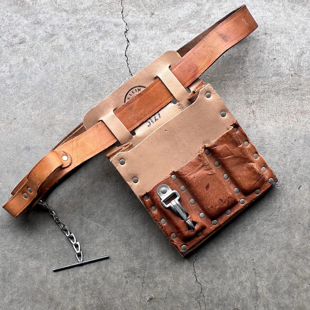 Vintage Klein Tools 5127 Tool Belt, Electrician Leather, Made in USA ...