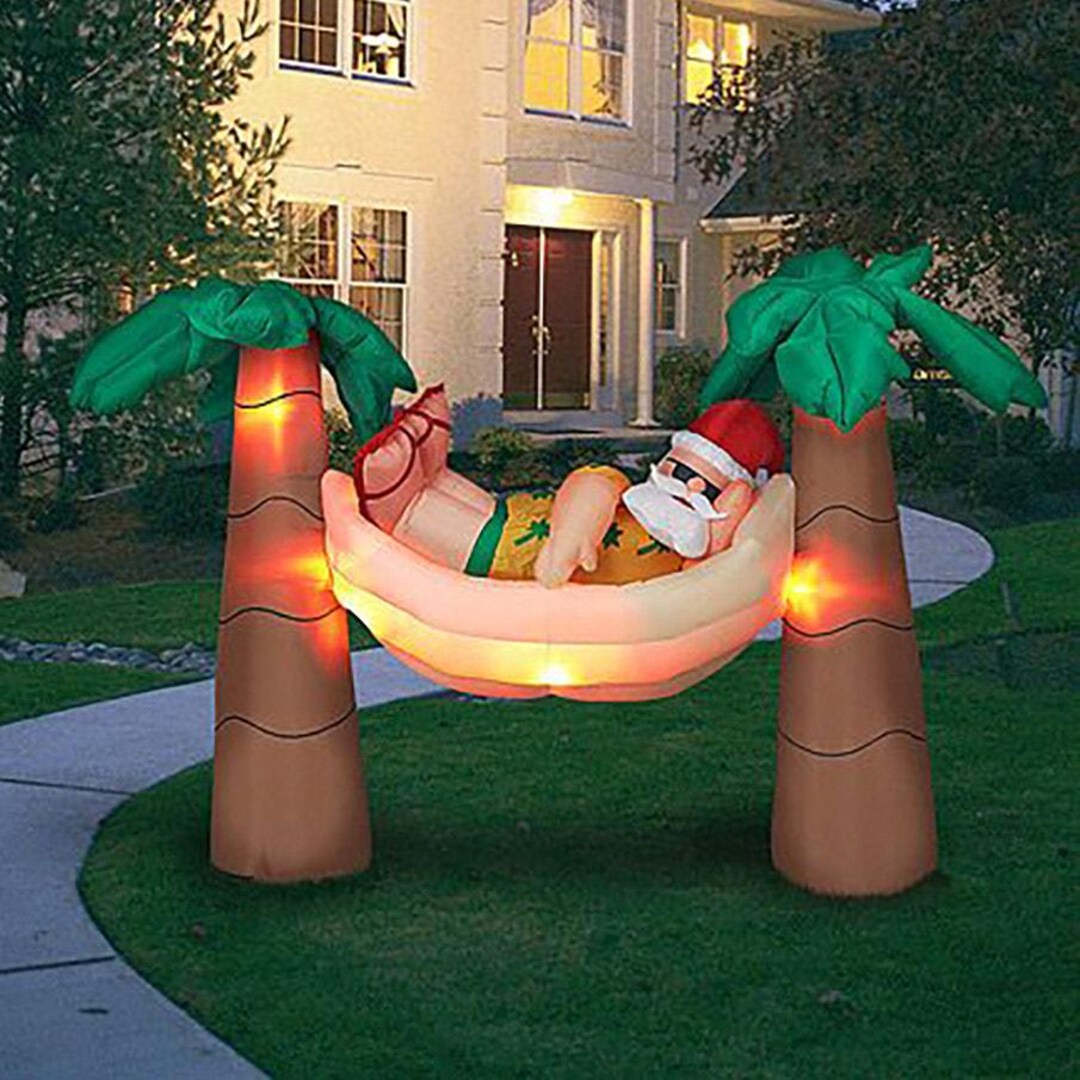 Gemmy RARE Tropical Santa Air Blown Inflatable Santa Palm Trees, 6 Ft ...