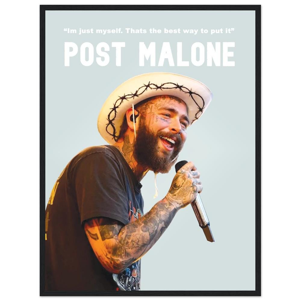 Post Malone Poster – Inspirational Quote Wall Art for Fans – Cowboy ...