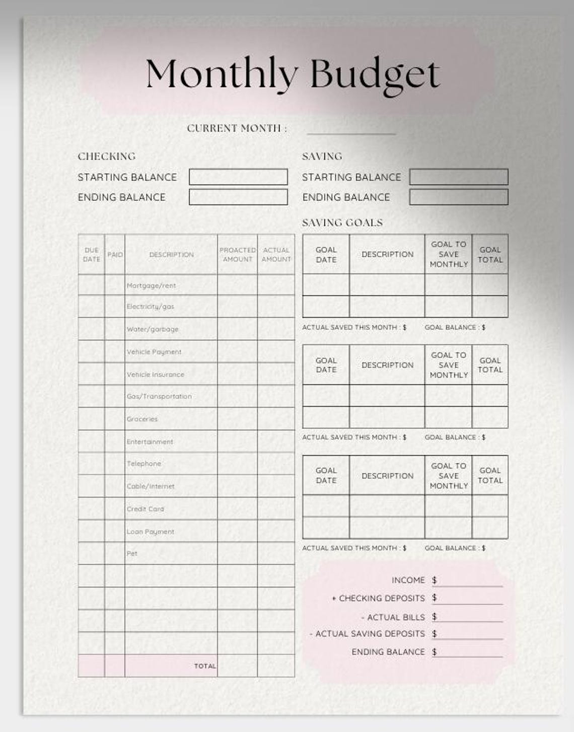 Minimalist Budget Planner | Canva Editable - Etsy