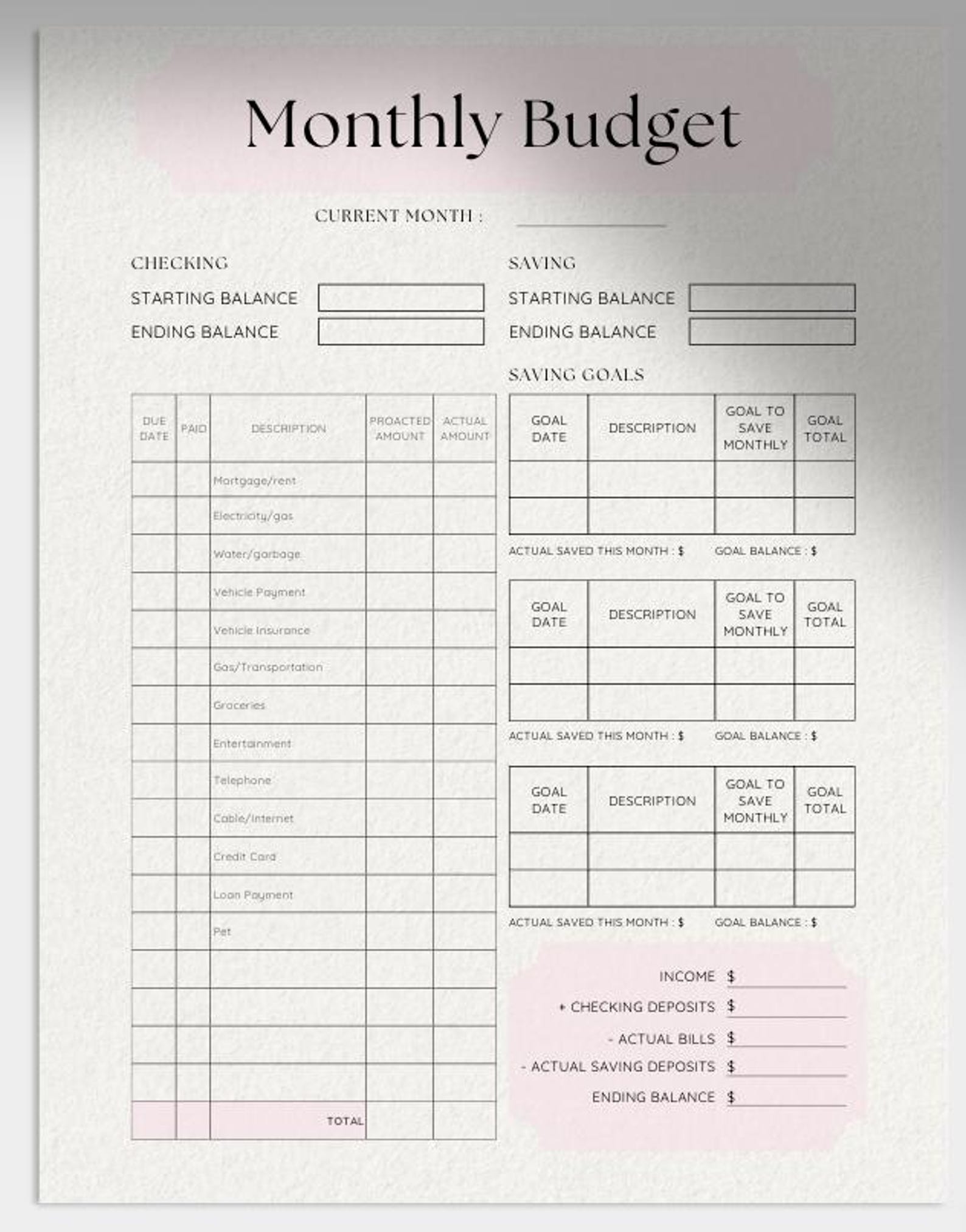 Minimalist Budget Planner | Canva Editable - Etsy