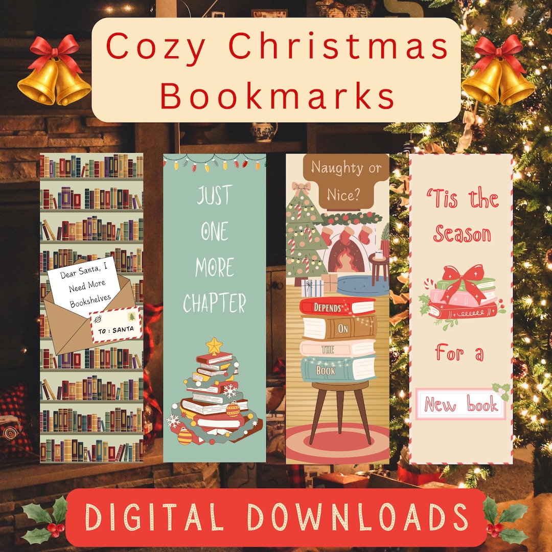 Printable Christmas Bookmarks | Holiday Bookmark Set | Cozy Book Lover ...