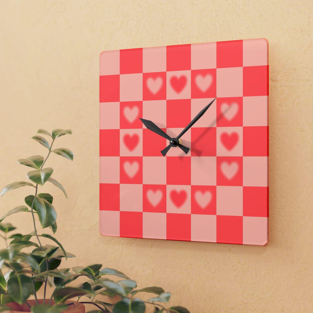 Checkered Heart Wall Clock - Etsy