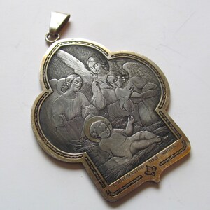 Angels in Adoration of the Child Jesus Antique French Religious Medal ...