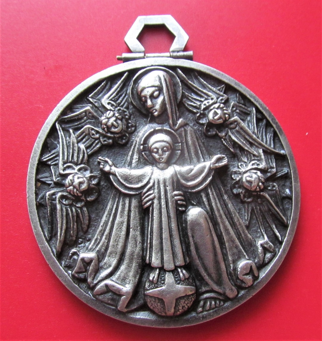 Virgin Mary Madonna Child With Angels, Fernand Py French Antique ...