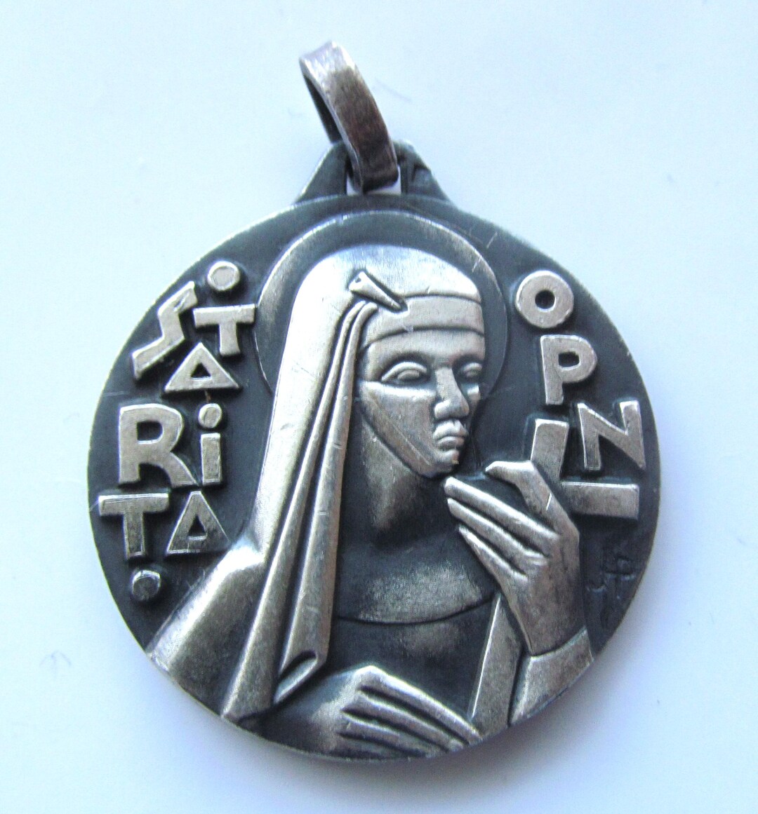 Vintage Religious Medal French Saint Rita Fernand Py Vintage Catholic ...