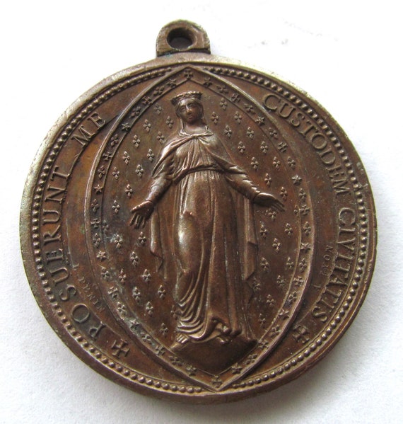 Angels Crowning Our Lady Of Fourviere Antique Religio… - Gem