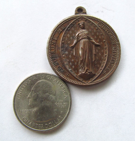 Angels Crowning Our Lady Of Fourviere Antique Religio… - Gem