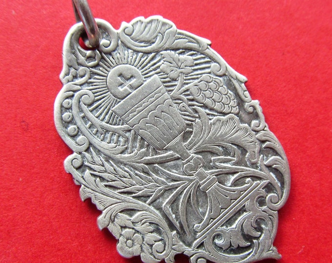 Antique Silver French Eucharist Religious Medal Holy Communion Pendant ...