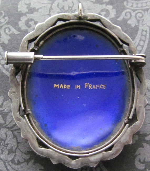 Virgin Mary Limoges Brooch Antique French Sterling En… - Gem