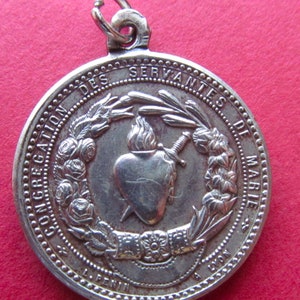 Antique Gothic Religious Medal Immaculate Virgin Mary Signed Penin ...