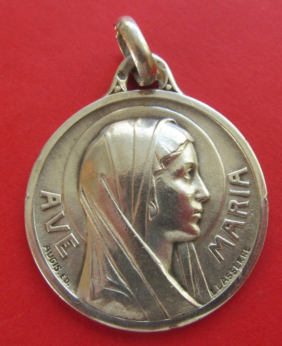 Vintage Virgin Mary Antique Ave Maria French Silver O… - Gem