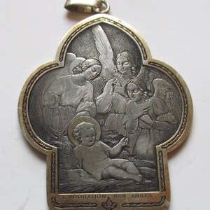 Angels in Adoration of the Child Jesus Antique French Religious Medal ...