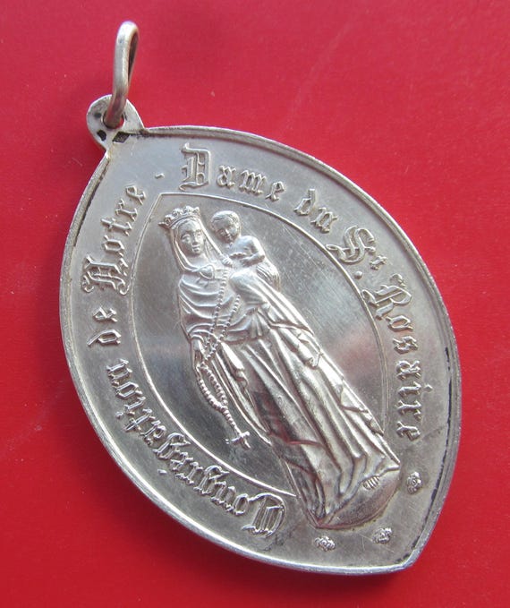 Antique French Silver Our Lady Of The Rosary Religiou… - Gem