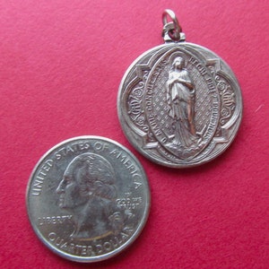 Antique Gothic Religious Medal Immaculate Virgin Mary Signed Penin ...