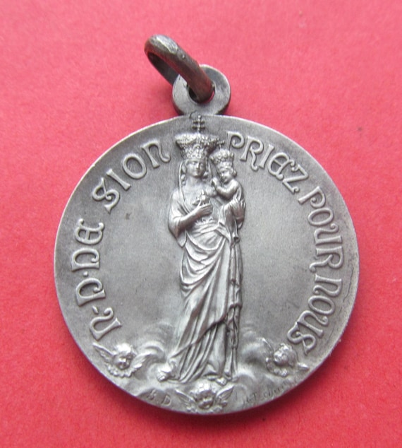 Virgin Mary Our Lady Of Sion Antique French Silver Re… - Gem