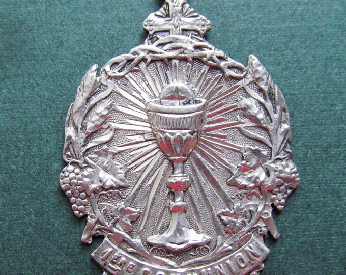 First Communion Antique Religious Medal French Silver Art Nouveau ...