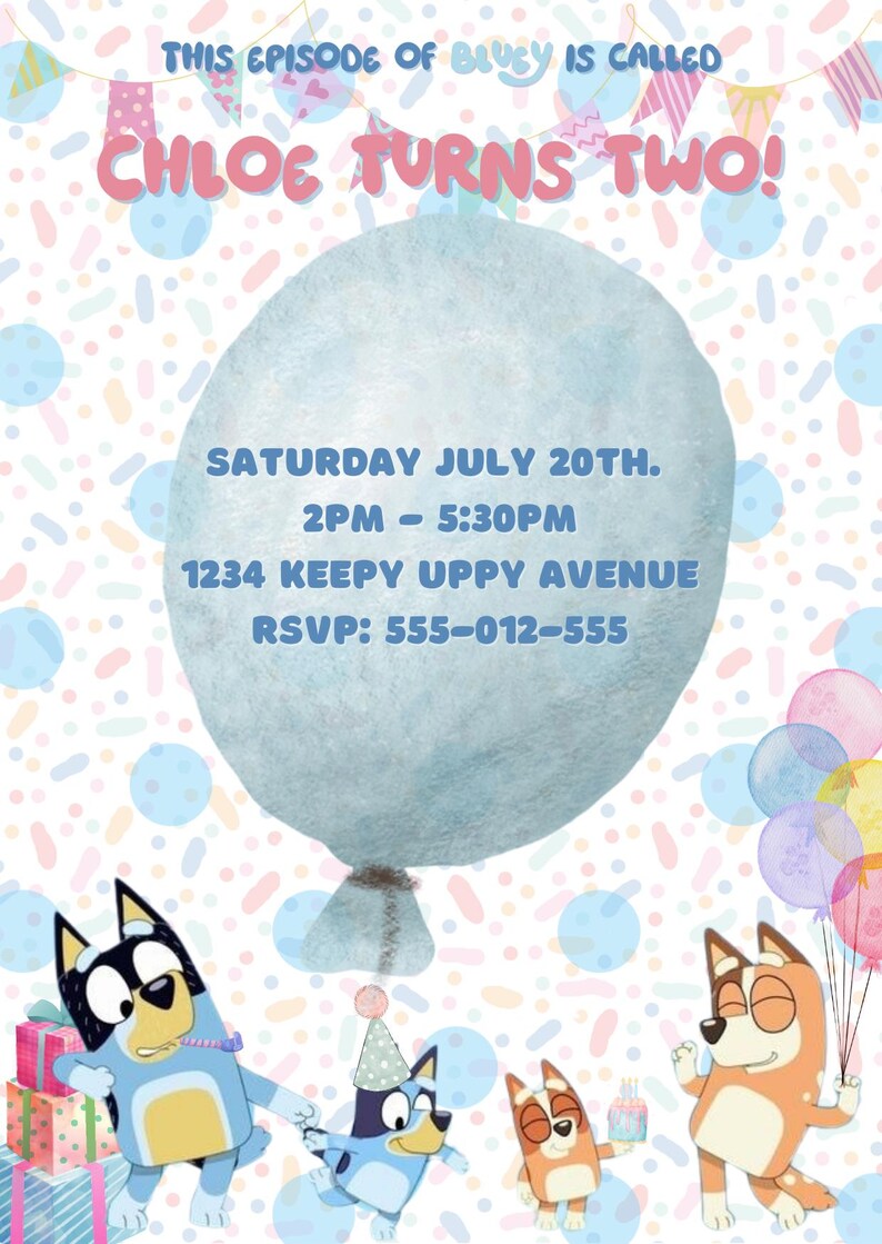 PASTEL BLUEY BIRTHDAY Invitation. - Etsy