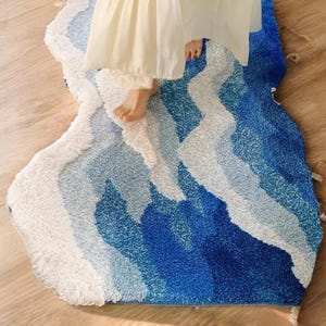 Ocean Wave Shaped Carpet | Plush Area Rug for Living-room | Soft ...