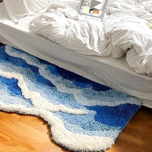 Ocean Wave Plush Rug | Blue Coastal Home Decor - Etsy