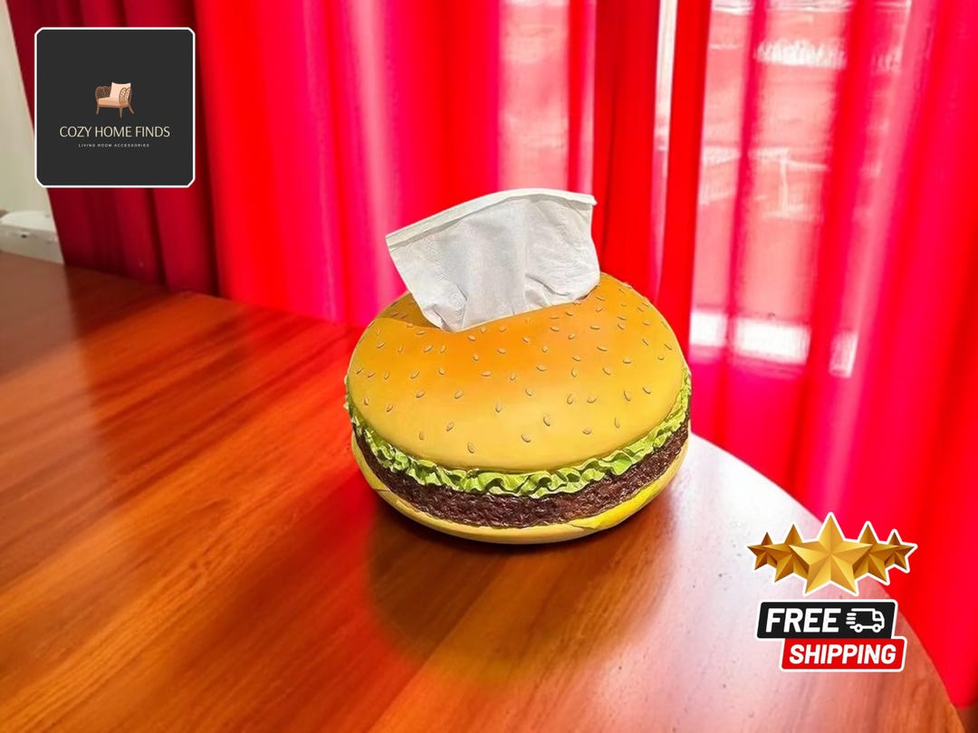 Hamburger Tissue Box | Retro Napkin Holder | Funny American-style Decor ...