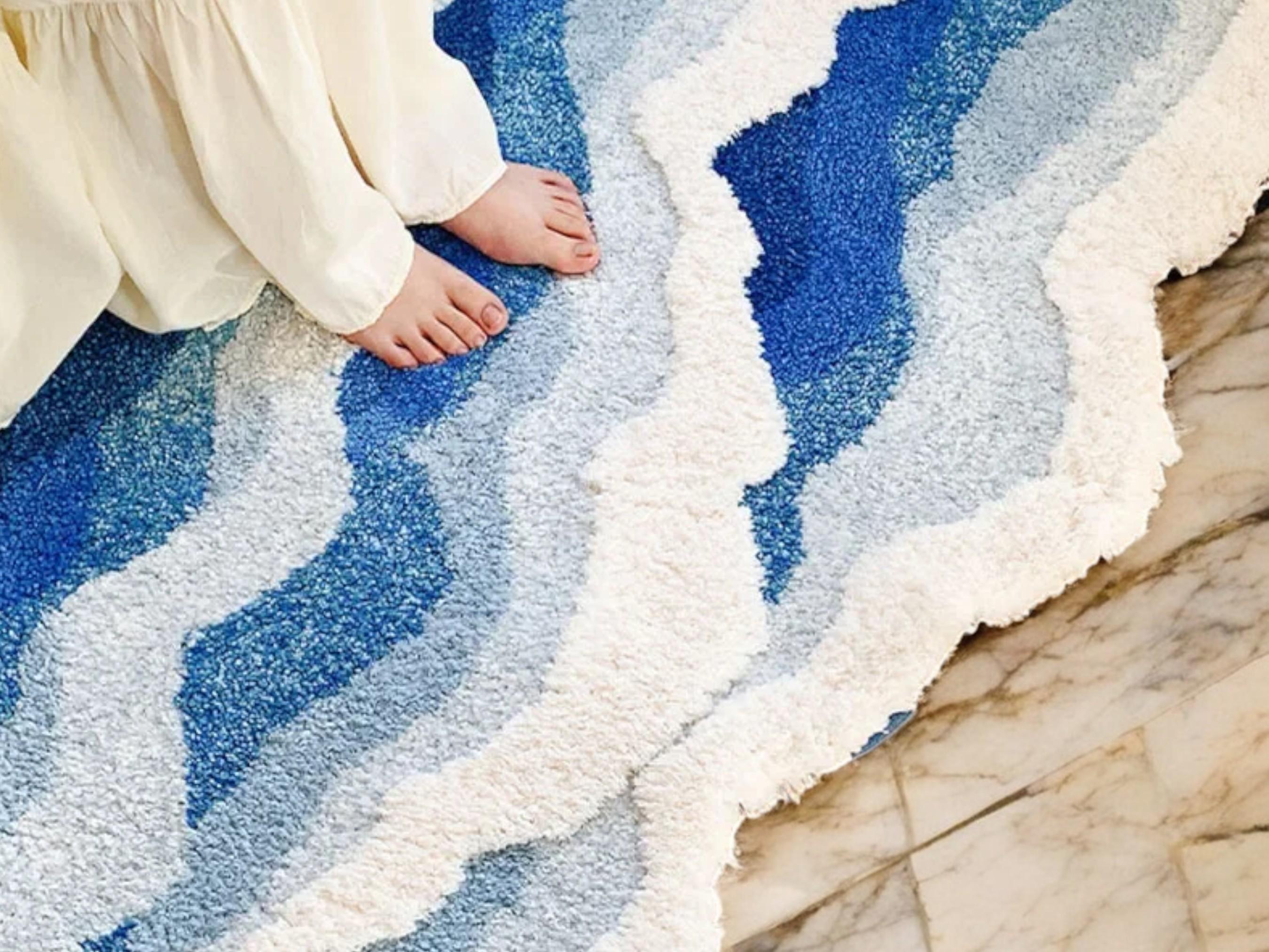 Ocean Wave Shaped Carpet | Plush Area Rug for Living-room | Soft ...
