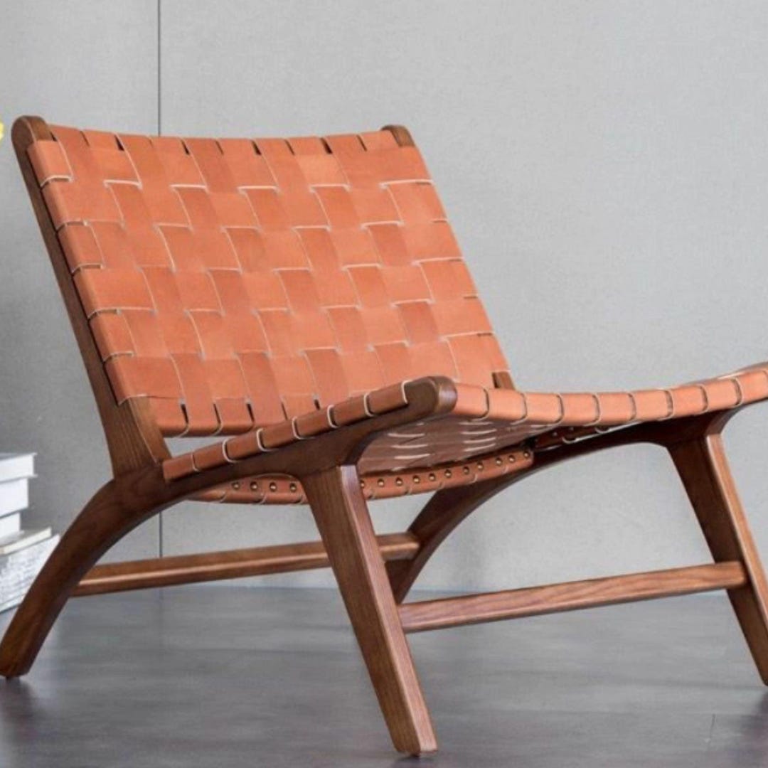Handmade Woven Leather Moroccan Bench: Rustic Boho Accent Chair - Etsy