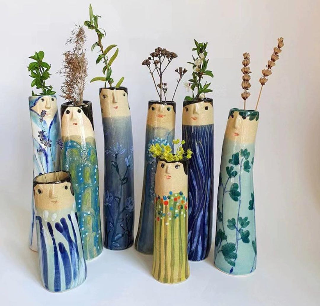 Artistic Face Bud Vase: Ceramic Boho Home Decor - Etsy