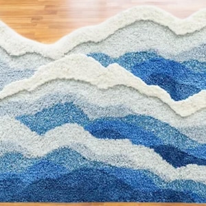Ocean Wave Shaped Carpet | Plush Area Rug for Living-room | Soft ...