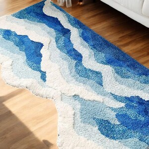 Ocean Wave Plush Rug | Blue Coastal Home Decor - Etsy