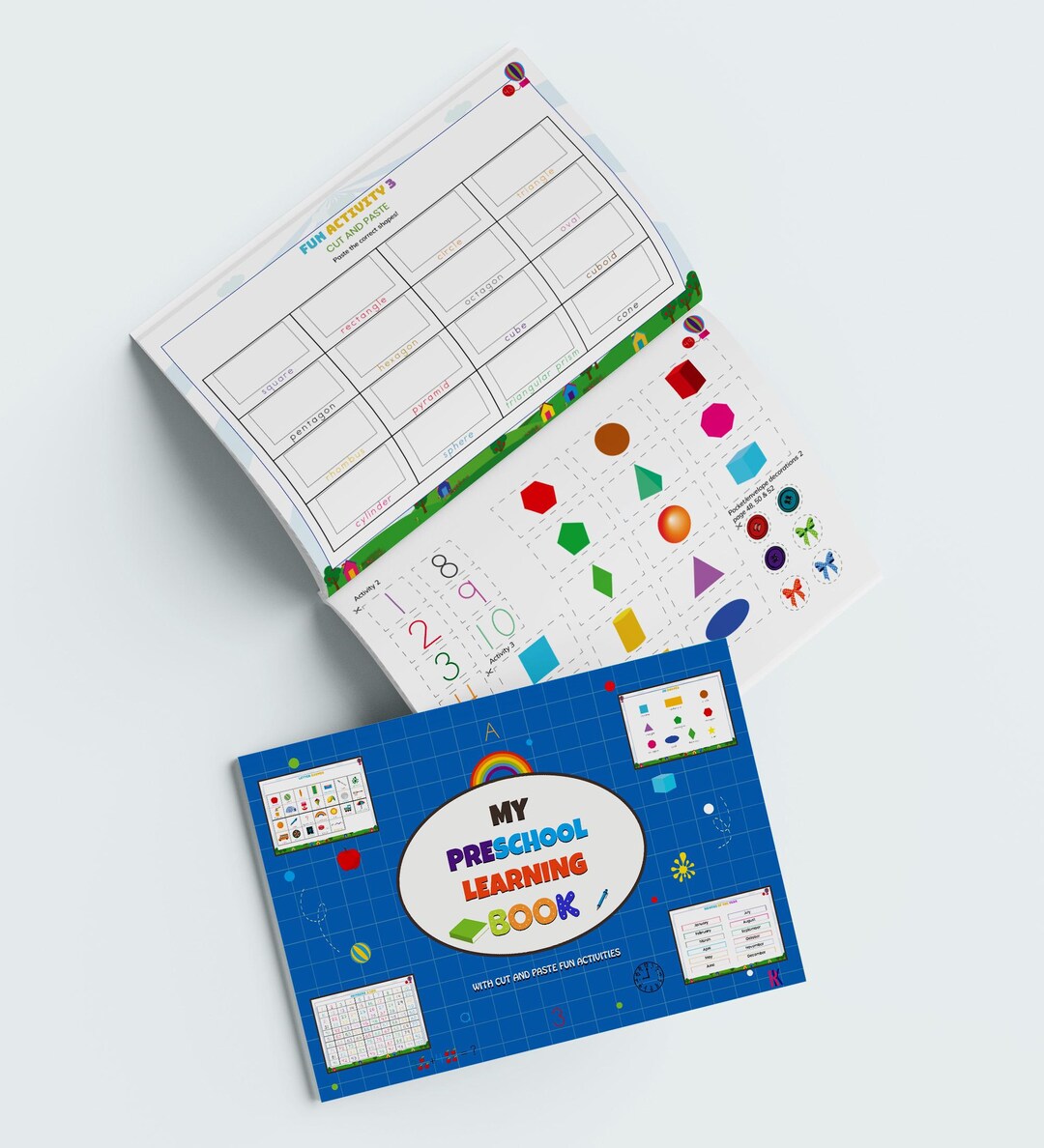 Personalised My Preschool Learning Book With Cut and Paste Fun ...