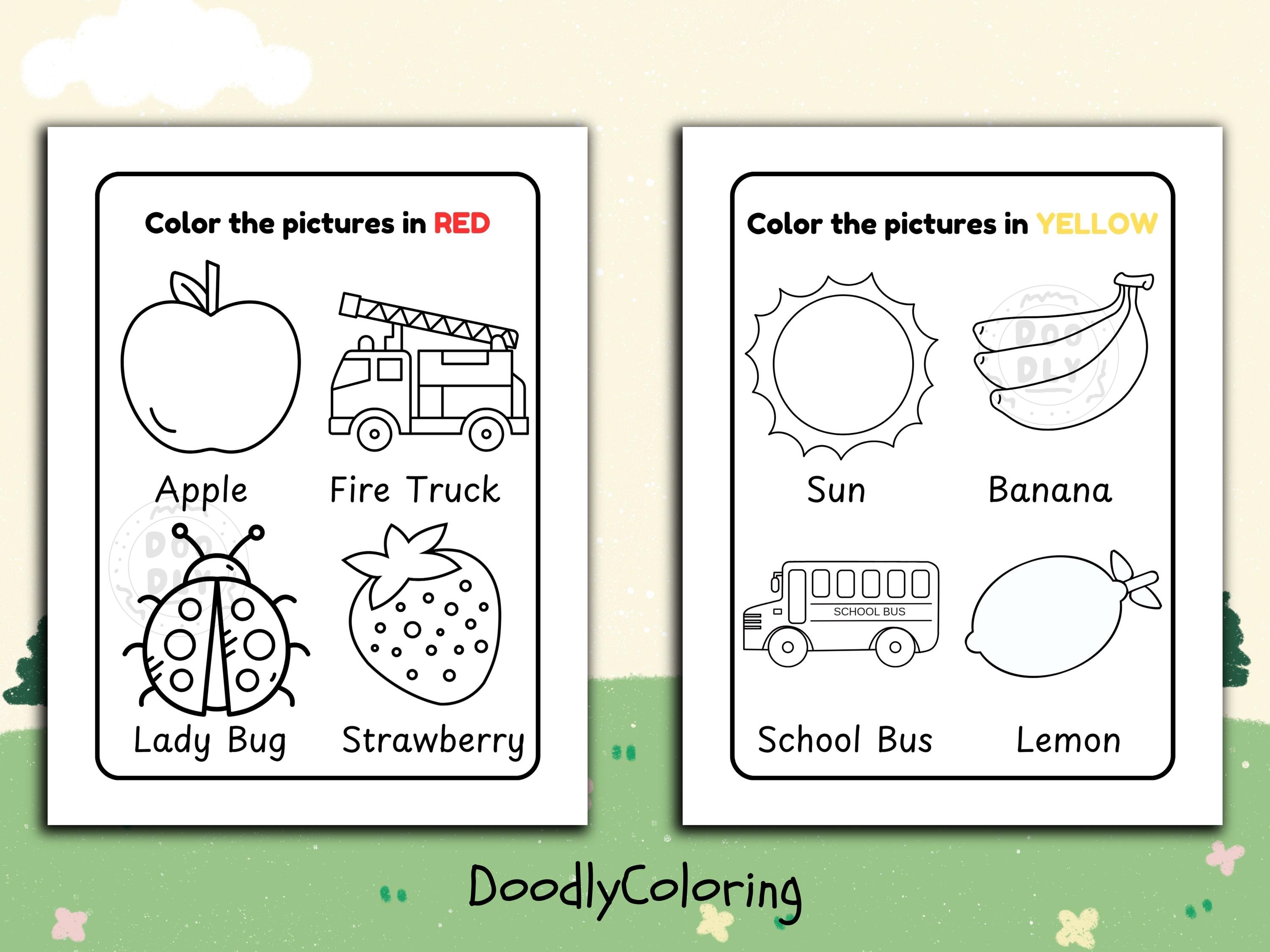 Preschool Coloring Pages Color Recognition Activity for Toddlers ...