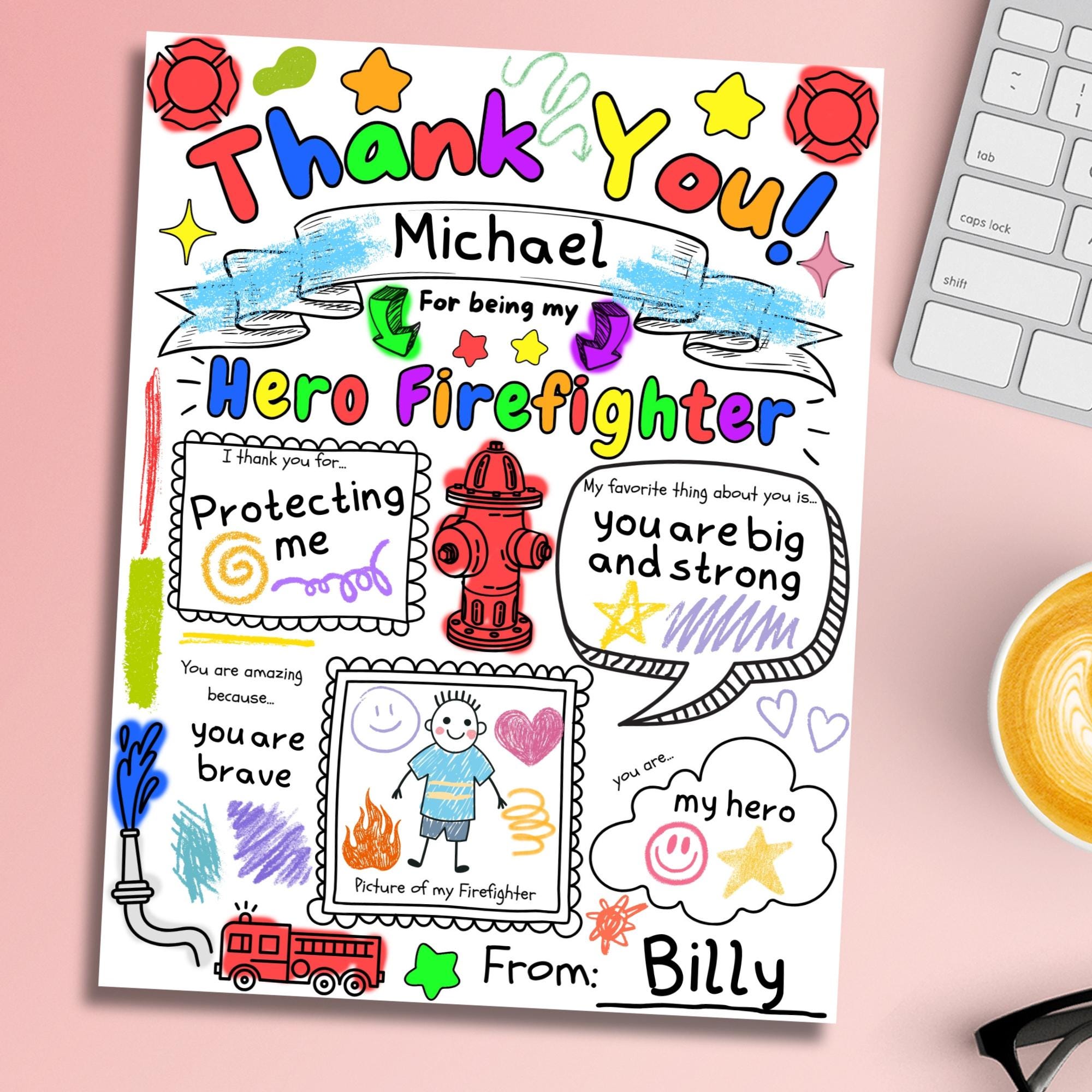 Firefighter Appreciation Coloring Page for Kids Fun Activity to Color ...