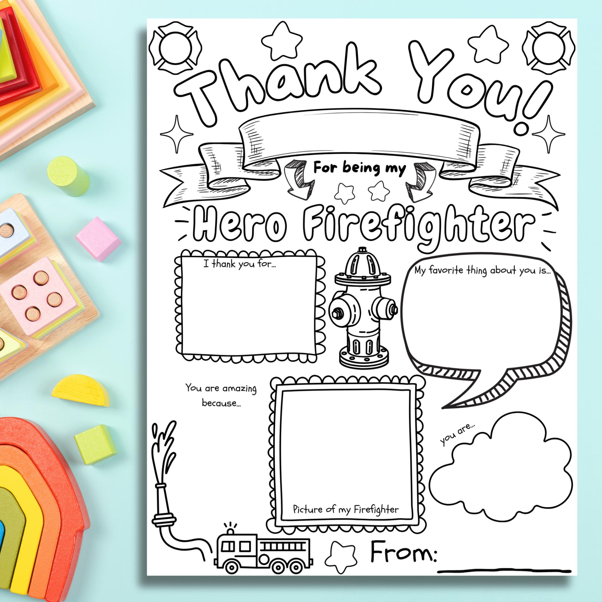 Firefighter Appreciation Coloring Page for Kids - Fun Activity to Color ...